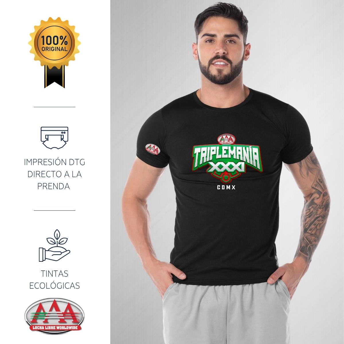Playera Transpirable Hombre Lucha Libre AAA CDMX Triplemanía XXXI Fte – PM SHOP