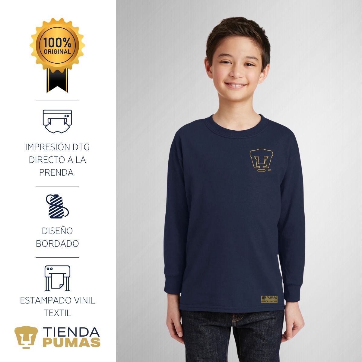 Playera M Larga Niños Pumas UNAM Cuádruple Pumas – PM SHOP