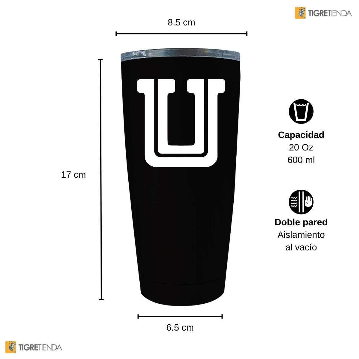 Termo 20 Oz Tigres UANL Logo U BYN – PM SHOP