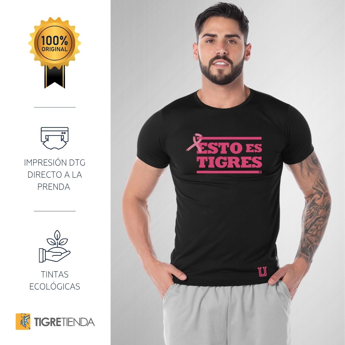 Playera Transpirable Hombre Tigres UANL Rosa Cáncer Mama – PM SHOP