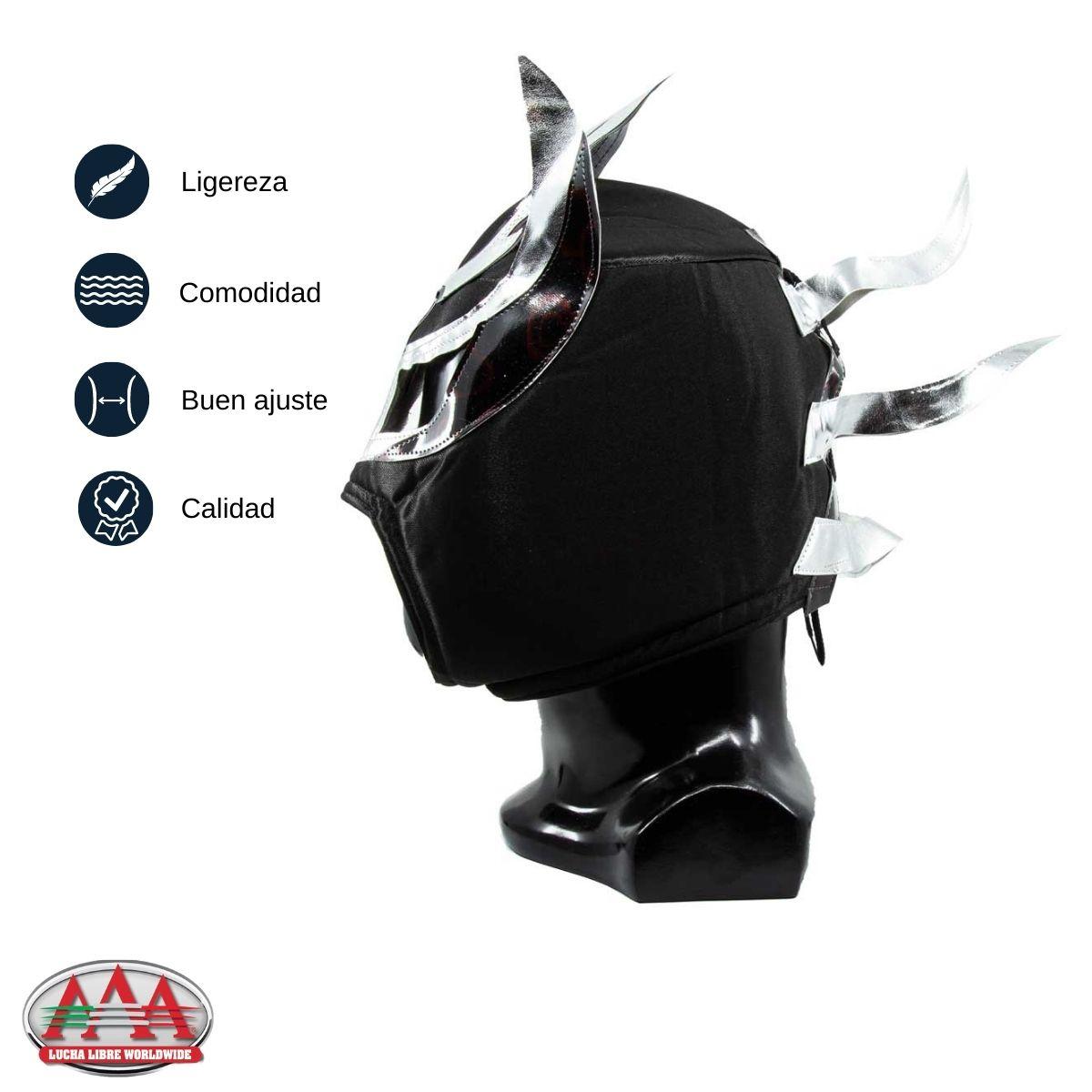 Máscara Lucha Libre AAA Laredo Kid Negro-Plata MAS-A-004 – PM SHOP