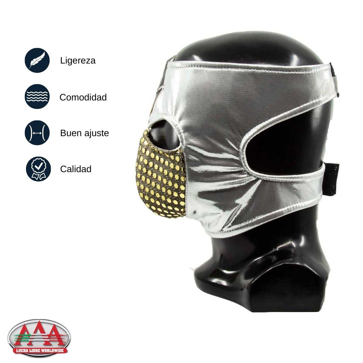 Máscara Lucha Libre AAA Lady Shani Plata-Oro-Negro MAS-A-006 – PM SHOP